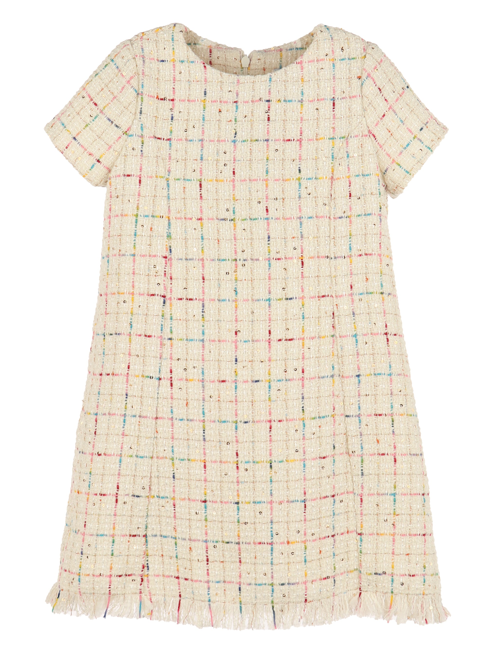 Luli & Me Tweed Princess Dress Ivory 8865-IV 5209